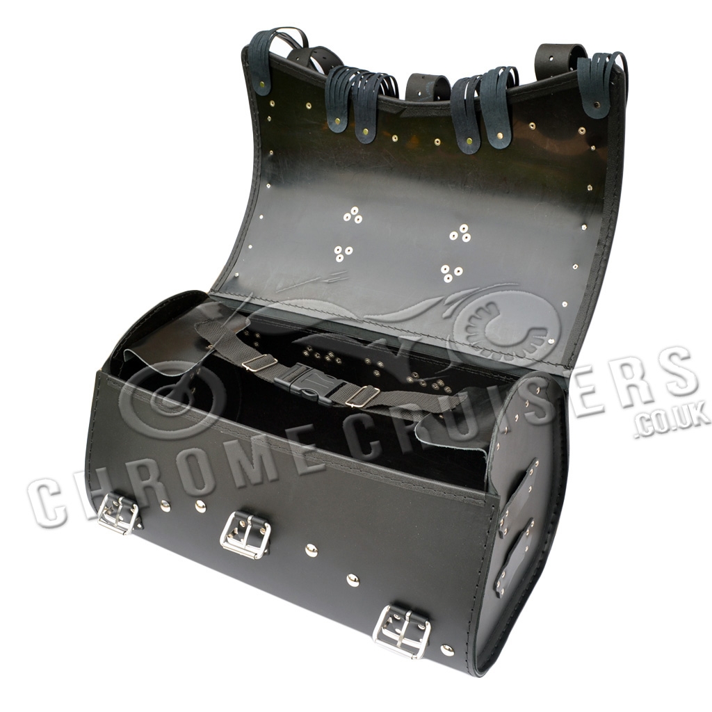 Motorcycle Leather Lockable Rear Bag Sissy bar Bag Top Case with Lock